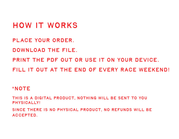 Formula 1 Bullet Journal - Digital Download – Race Day Athletic